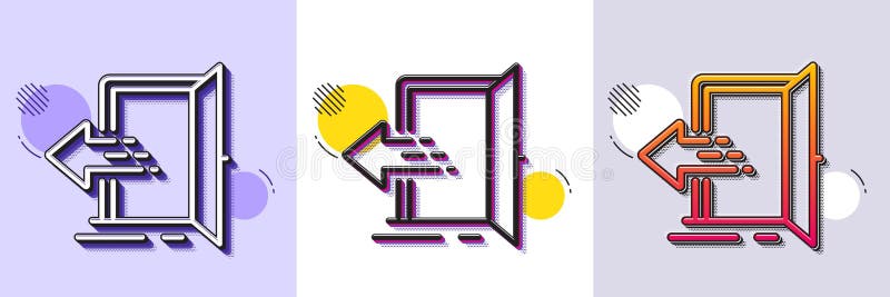 Entrance Line Icon. Entry Door Sign. Halftone Dotted Pattern. Vector ...