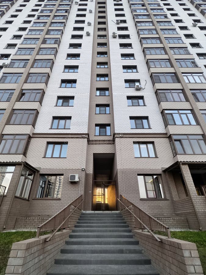 Entrance of a New Multi-storey Building. Construction of Houses. Stock ...