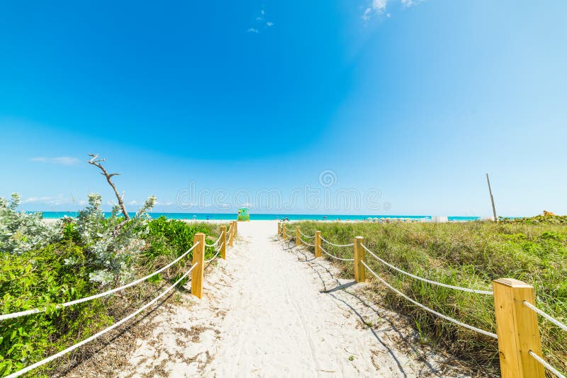 Entrance Path in South Beach Stock Photo - Image of beach, colorful ...