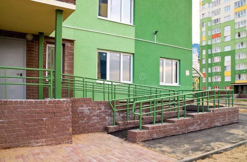 Entrance with ramp stock photo. Image of plastered, multistory - 30639036