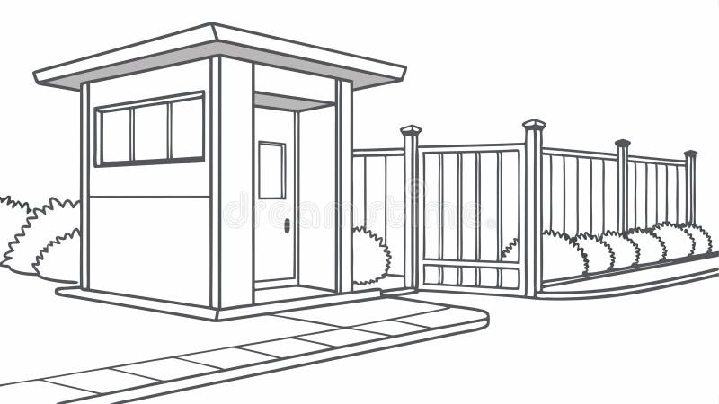 Entrance Security Booth Outline, Controlled Access Point, Vector Design ...