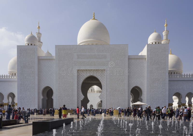 The Entrance To Sheikh Zayed Mosque Stock Photo - Image of middle ...