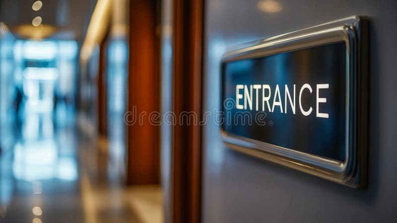 Entrance Sign on a Corridor Wall in a Building Stock Image - Image of ...