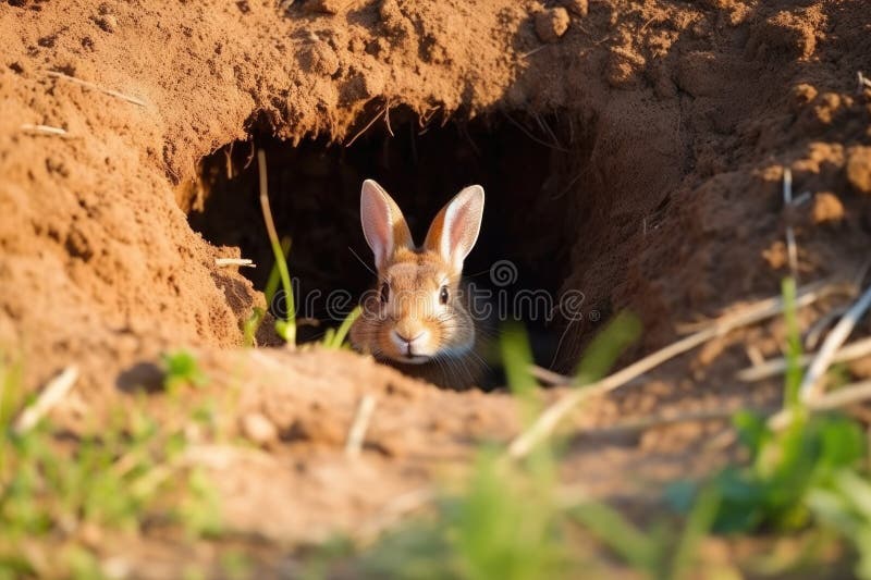 The Entrance of a Spacious Rabbit Burrow Stock Image - Image of ...