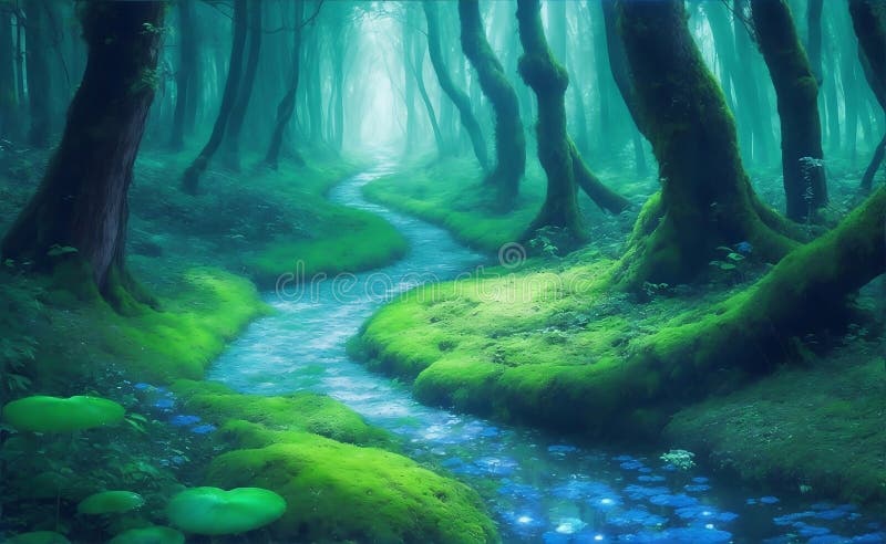 An Entrance To the Beautiful Magical Forest Stock Illustration ...