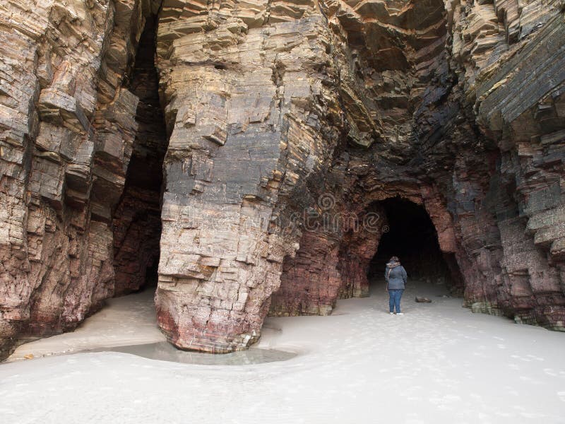 Entrance To a Cave in As Catedrais Beach, Galicia, Spain. Stock Photo ... Entrance To a Cave in As Catedrais Beach, Galicia, Spain. Stock Photo ...