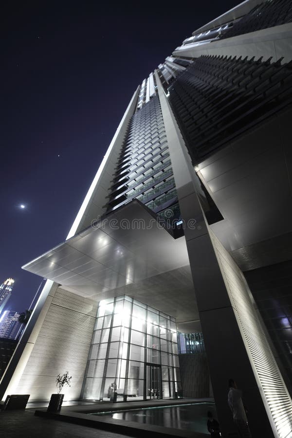 Entrance To Dubai Skyscraper Stock Image - Image of glass, aluminium ...