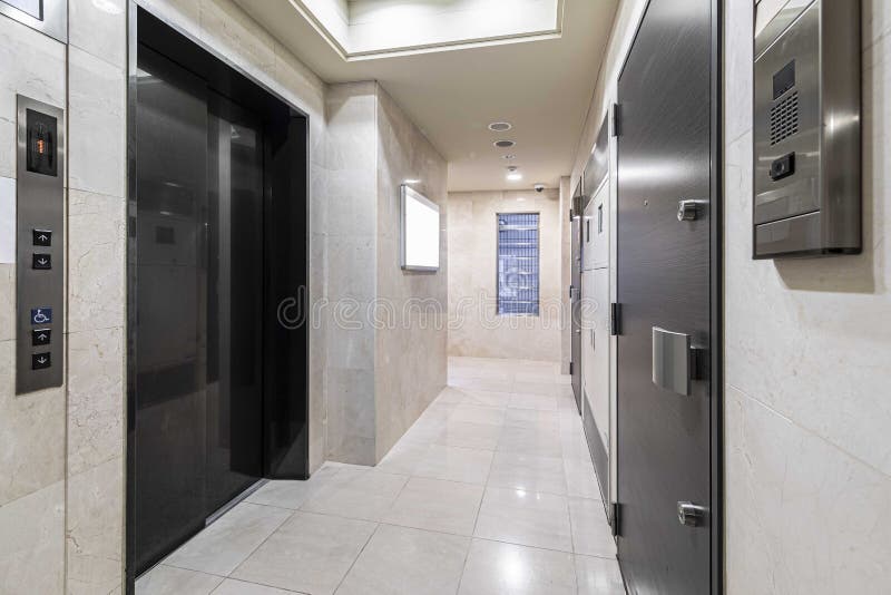 Elevator entrance area stock image. Image of business - 142477325