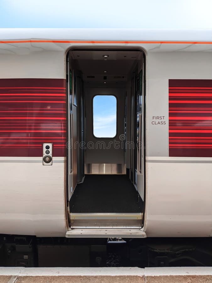 Entrance To First Class Train Via Station Platform, UK Stock Photo ...