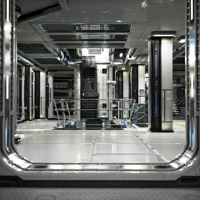Entrance To an Interior Futuristic Spaceship Systems Room . 3d ...