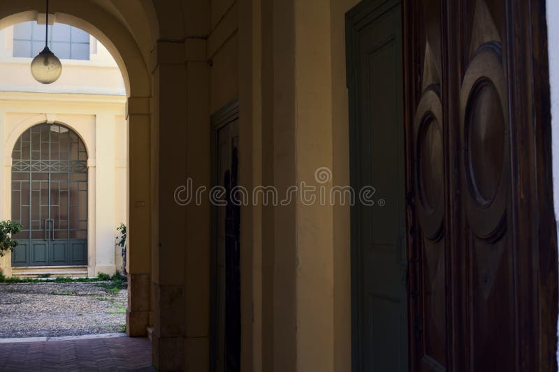 Entrance To a Mansion Closed by a Gate Stock Photo - Image of archway ...
