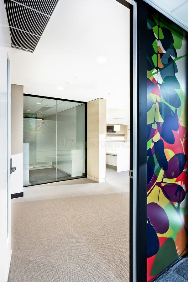 Entrance To a Modern Building with Nice Wall Art Stock Image - Image of ...