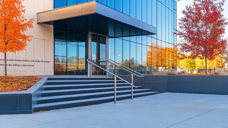 Entrance To Modern Building with Smooth Concrete Steps Stock ...