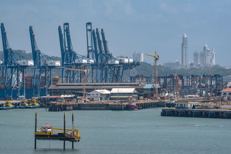 Entrance To the Panama Canal and Container Loading Area in the Port of ...