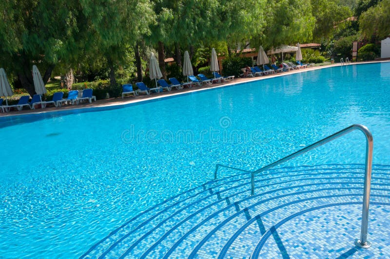 Entrance To the Pool in Form of Steps Stock Photo - Image of water ...
