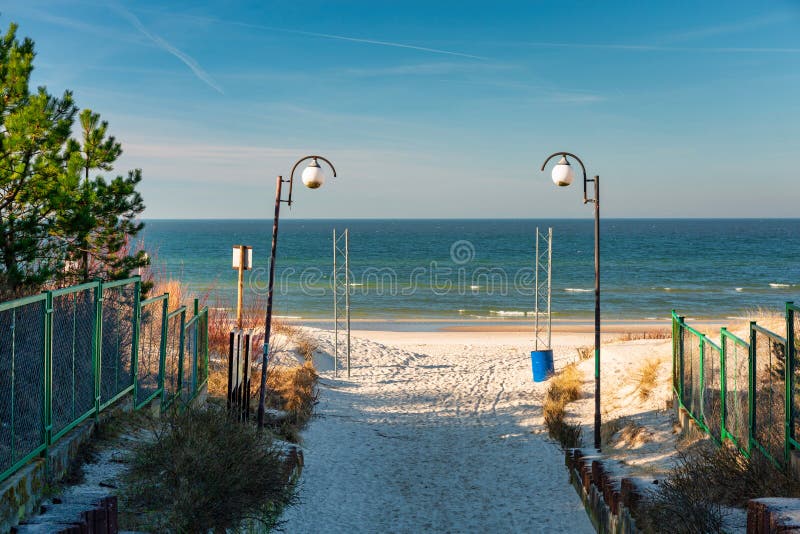 Entrance To the Sandy Beach in Leba, Poland Stock Photo - Image of ...