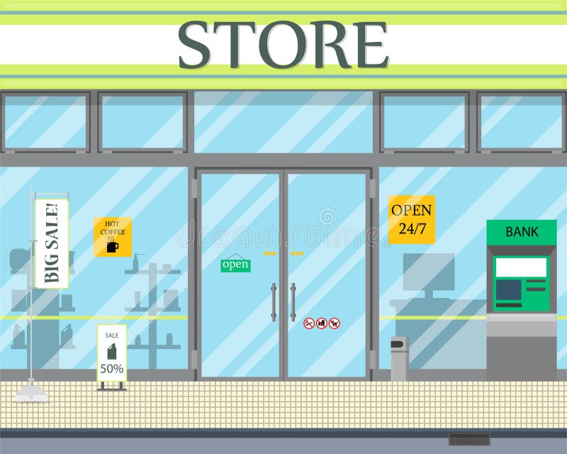 Entrance to the store stock vector. Illustration of building - 89472289