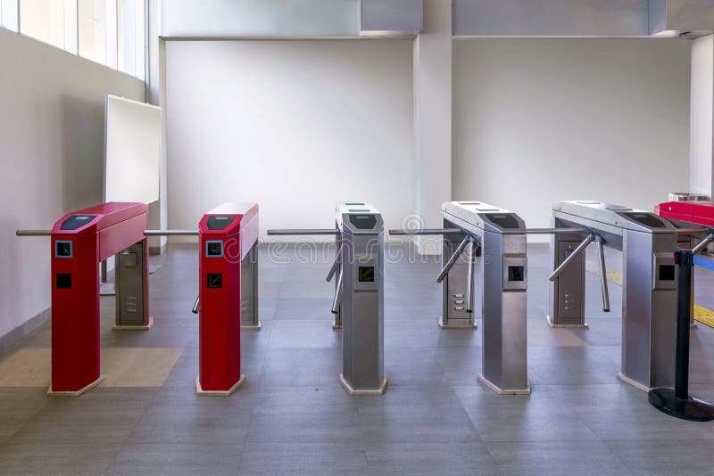 Entrance with Turnstile Gate Stock Photo - Image of pass, enter: 180887036