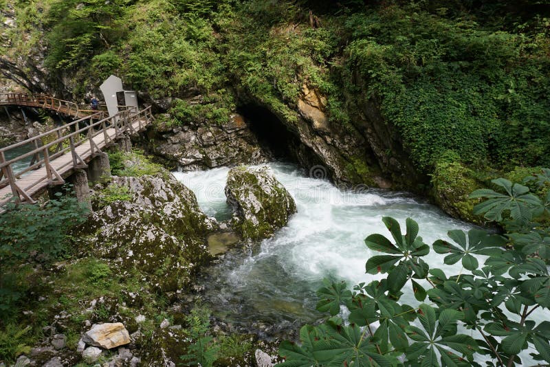 At the Entrance of Vintgar Gorge in Bled Stock Photo - Image of walls ...