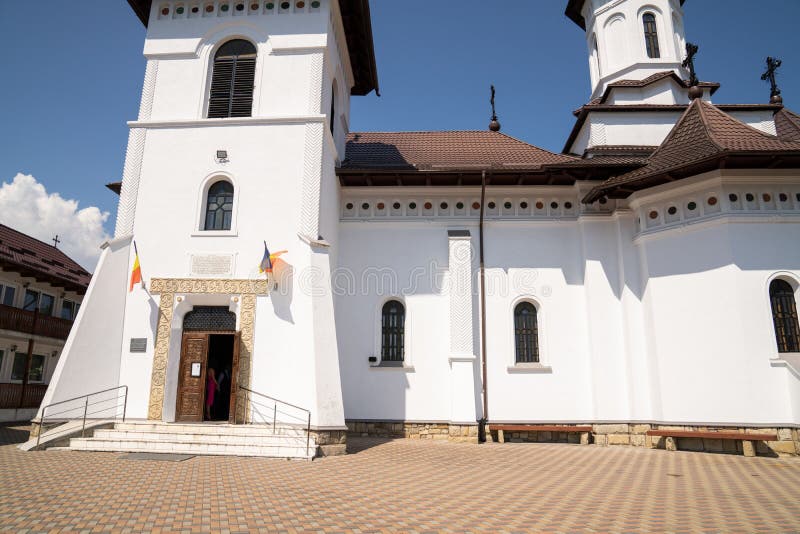 Entrance of a White Church on a Sunny Morning Stock Image - Image of ...