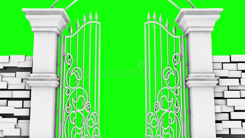 Entrance in Gothic Gates on Green Screen, 3D Animation Stock Video ...