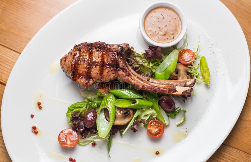 Entrecote Steak Meat with Grilled Vegetables Stock Image - Image of ...