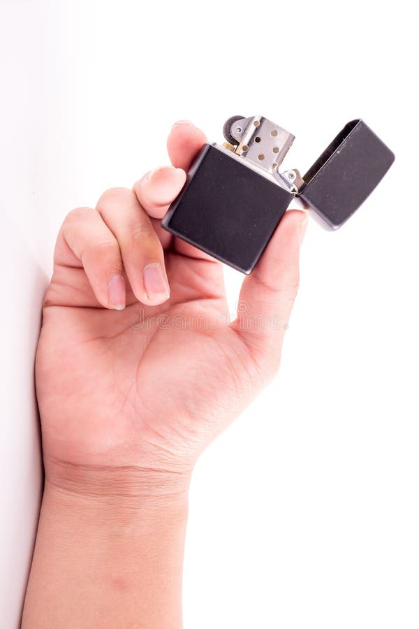 Entregue a Posse Que Guardara O Isqueiro, No Fundo Branco Foto de Stock ...