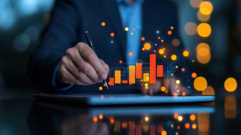 Entrepreneur Analyzing Business Plan with Graphs and Strategy ...