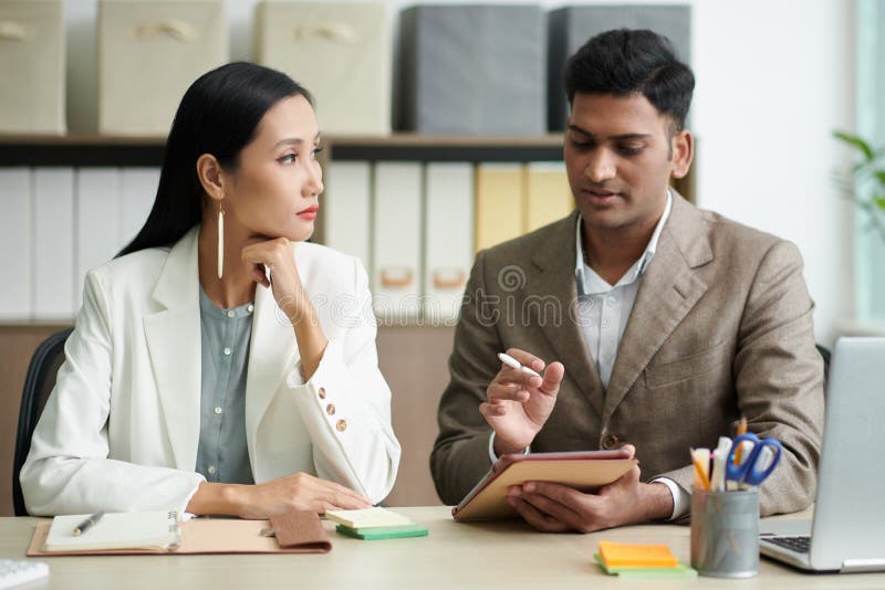 Entrepreneur Asking Assistant To Correct Contract Stock Photo - Image ...