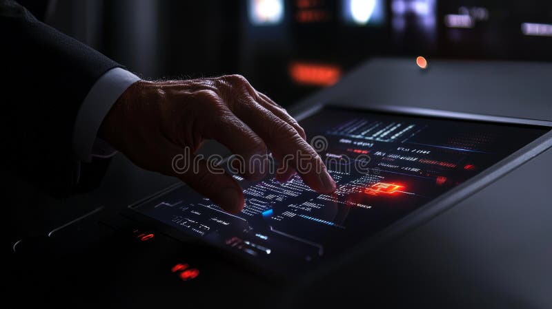Entrepreneur Engaging with Modern Touchscreen Computer Interface Stock ...