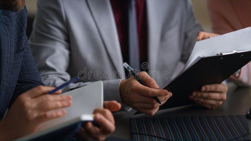 Entrepreneur Hands Study Document Papers Writing Notes on Office Table ...
