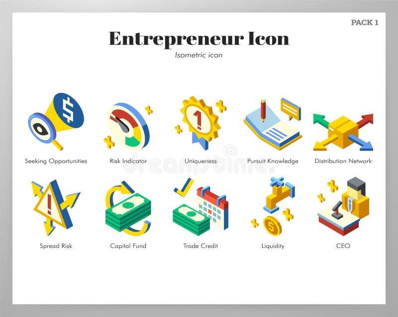 Entrepreneur Icons Isometric Pack Stock Vector - Illustration of ...
