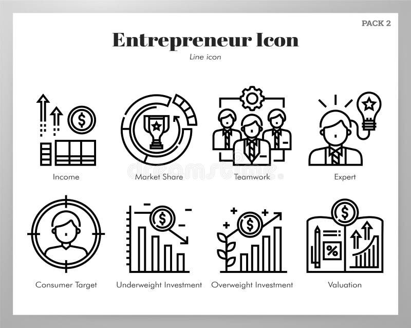 Entrepreneur Icons Line Pack Stock Vector - Illustration of audience ...