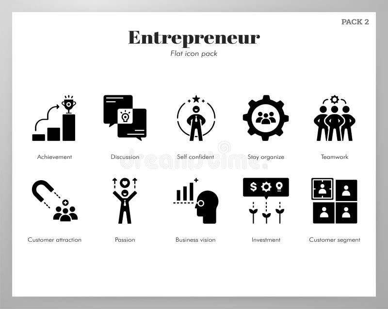 Entrepreneur Icons Solid Pack Stock Vector - Illustration of leadership ...
