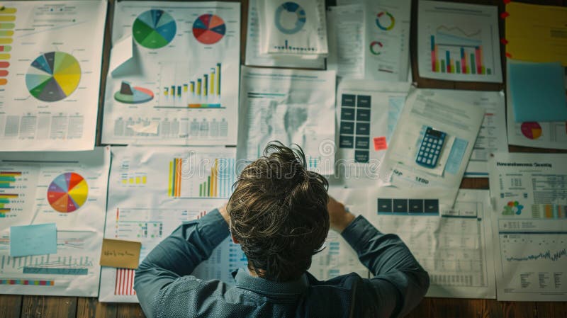 An Entrepreneur Meticulously Analyzing Market Research Data, with ...