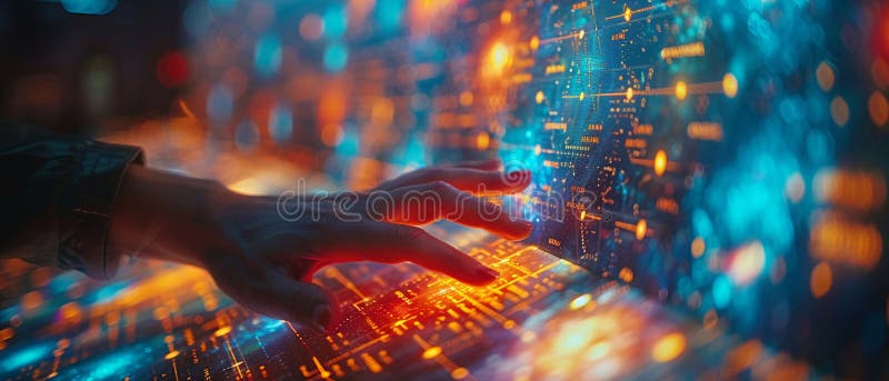 Entrepreneur Pitching Ideas on Interactive Smart Wall Stock Photo ...