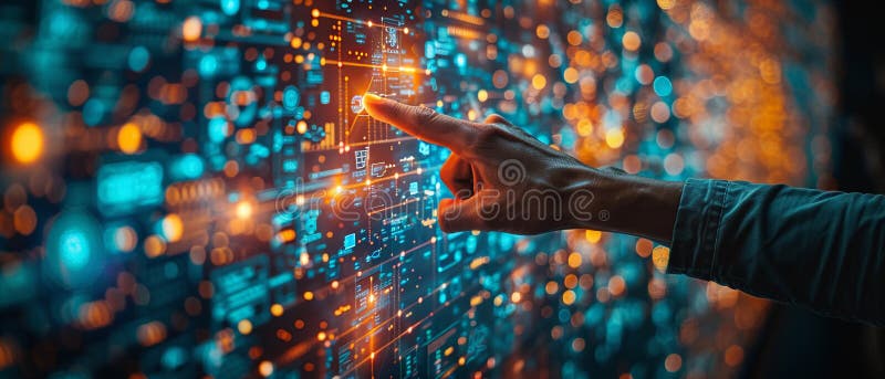 Entrepreneur Pitching Ideas on Interactive Smart Wall Stock Image ...