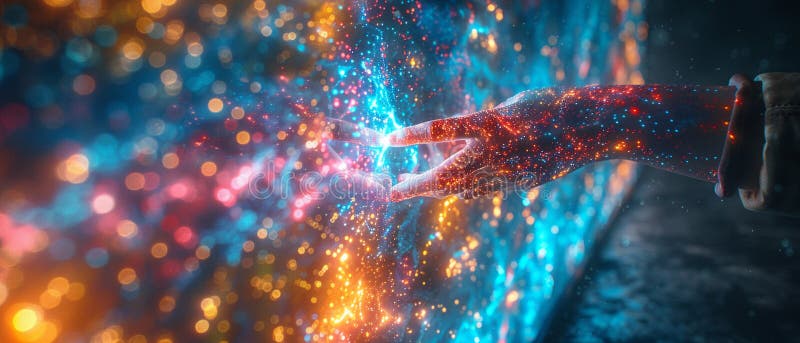 Entrepreneur Pitching Ideas on Interactive Smart Wall Stock Photo ...