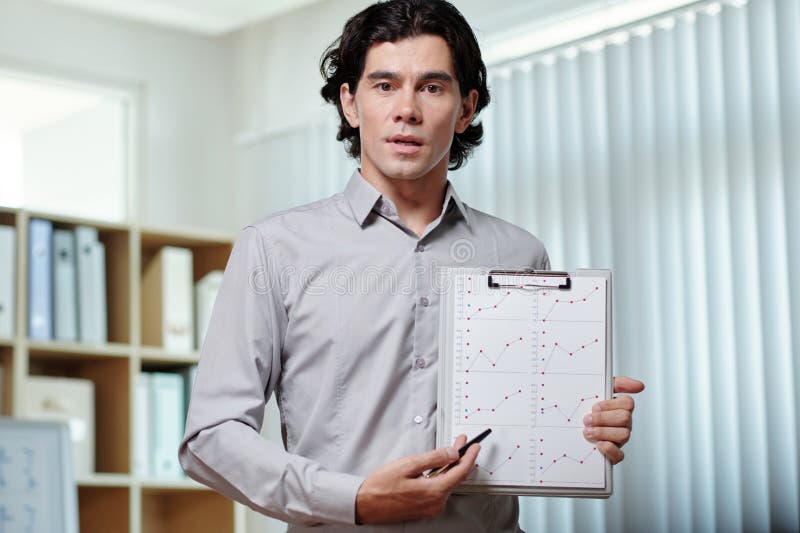Entrepreneur Pointing at Chart Stock Image - Image of broker, employee ...