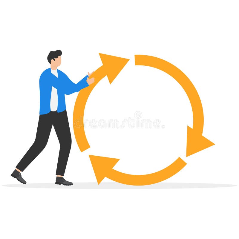 Entrepreneur Pushing Consistency Circle Symbol Uphill with Full Effort ...