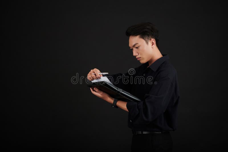 Entrepreneur Reading and Signing Documents Stock Image - Image of ...