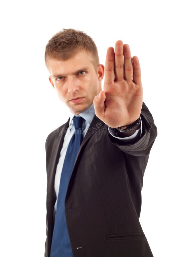 Man showing the stop sign stock photo. Image of business - 29374404
