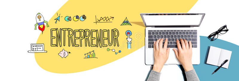 Entrepreneur Theme with Person Using a Laptop Stock Photo - Image of ...