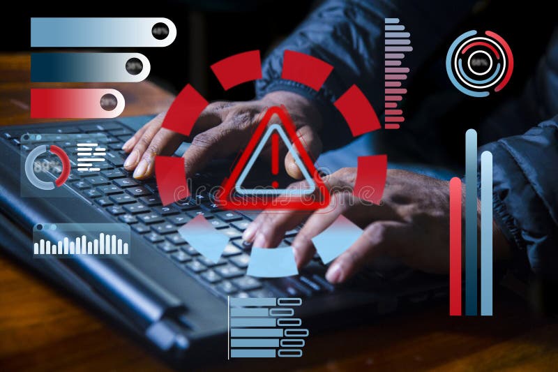 An Entrepreneur Types on Keyboard Futuristic Digital Graphics ...