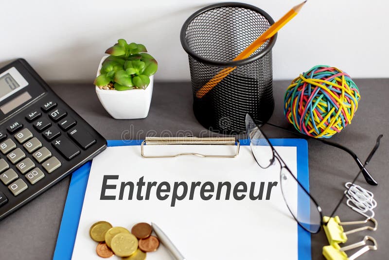 ENTREPRENEUR Written on the Paper with Office Tools Stock Photo - Image ...