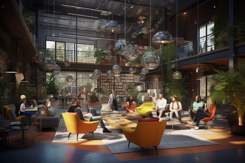 Entrepreneurial Team Collaborating in a Vibrant Stock Illustration ...