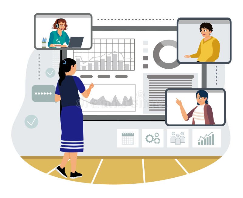 Entrepreneurs Hold Online Meetings with Colleagues Analyzing Business ...