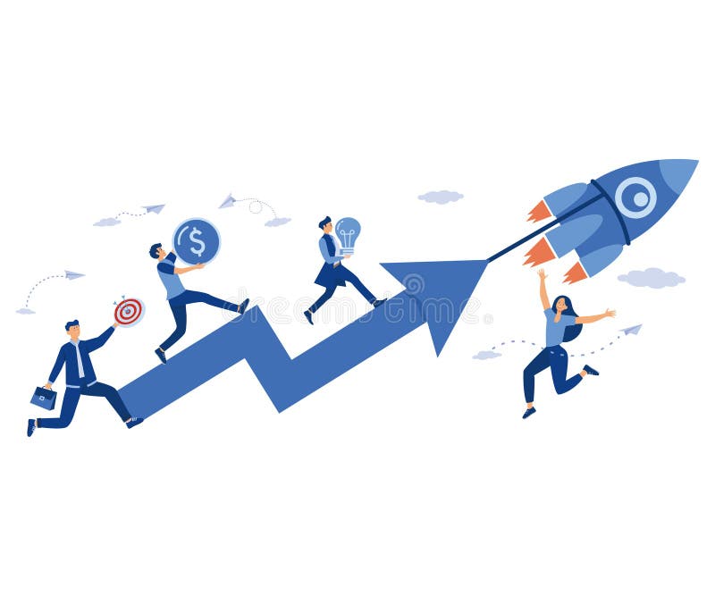 Entrepreneurship Teamwork on Start Up Project Startup. People Run ...