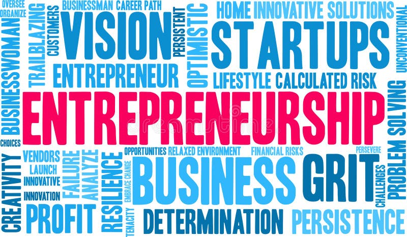 Entrepreneurship Word Cloud Stock Vector - Illustration of grit, cafe ...