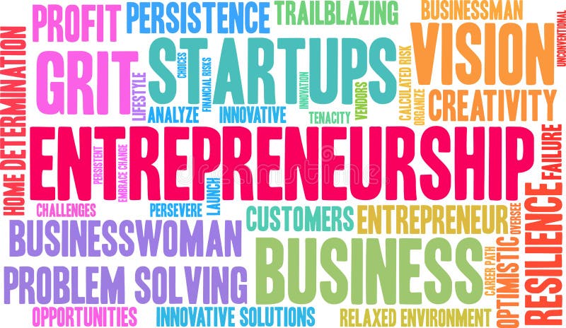 Entrepreneurship Word Cloud Stock Vector - Illustration of grit, cafe ...
